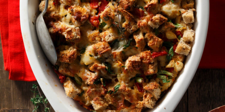 Strata au crabe et au poivron rouge rôti - Lesoeufs.ca