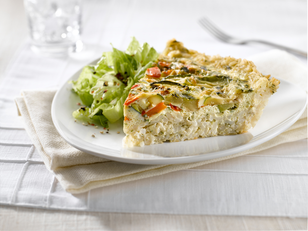 Quiche végé aux œufs en croûte de riz - Lesoeufs.ca